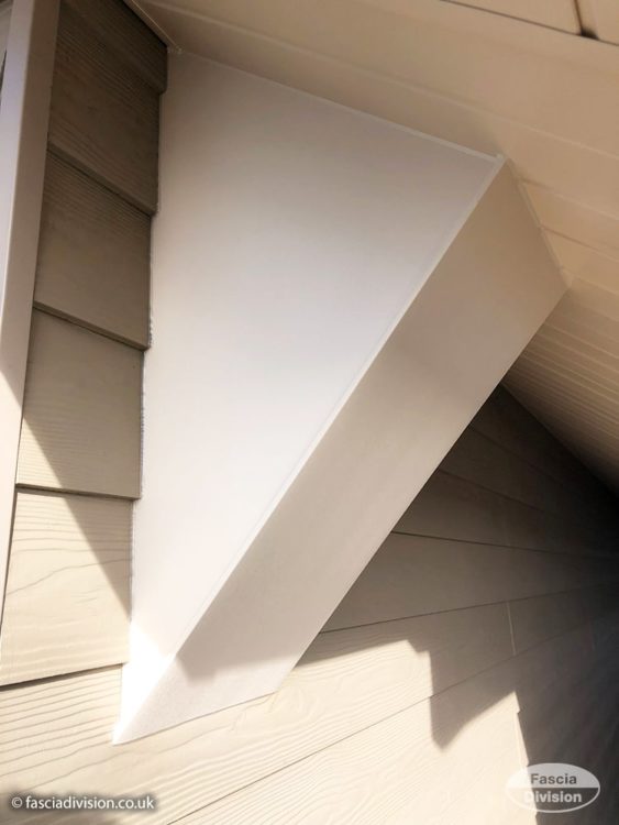 Cream fascias and soffits with white ogee seamless guttering in ...