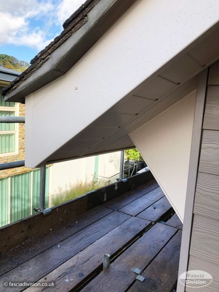 Cream fascias and soffits with white ogee seamless guttering in ...