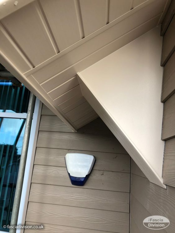 Cream fascias and soffits with white ogee seamless guttering in ...