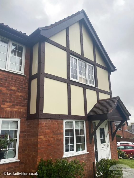 Mock Tudor boards, cream render board and uPVC fascia, soffits and ...