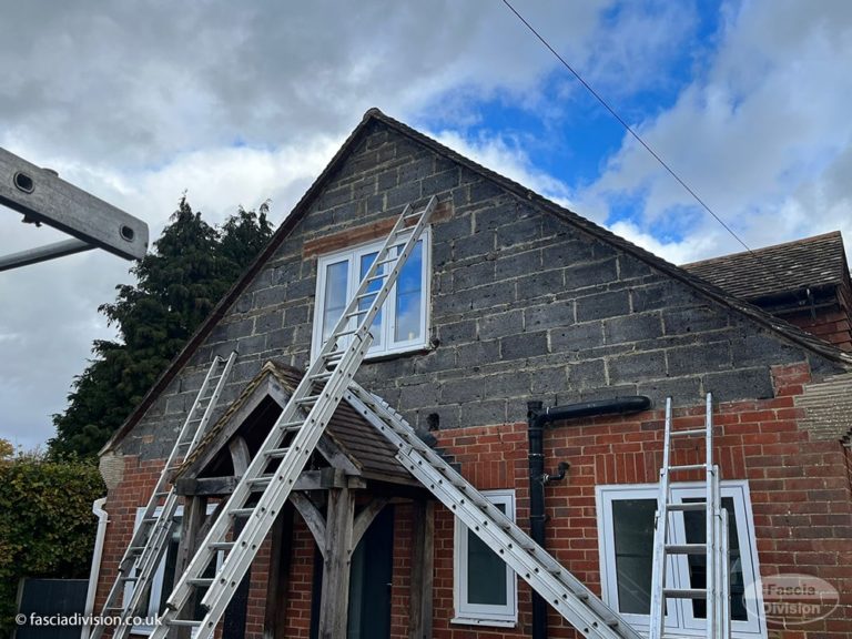 New Hardie Plank cladding with fascia, soffit and guttering Dorking ...