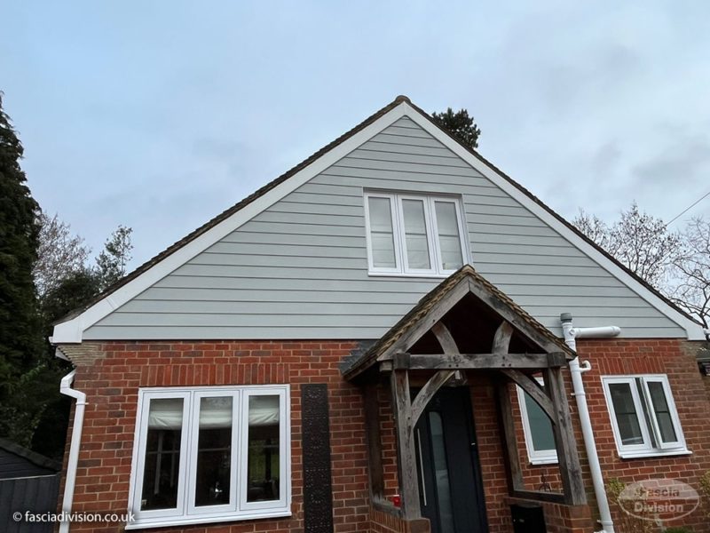 New Hardie Plank cladding with fascia, soffit and guttering Dorking ...